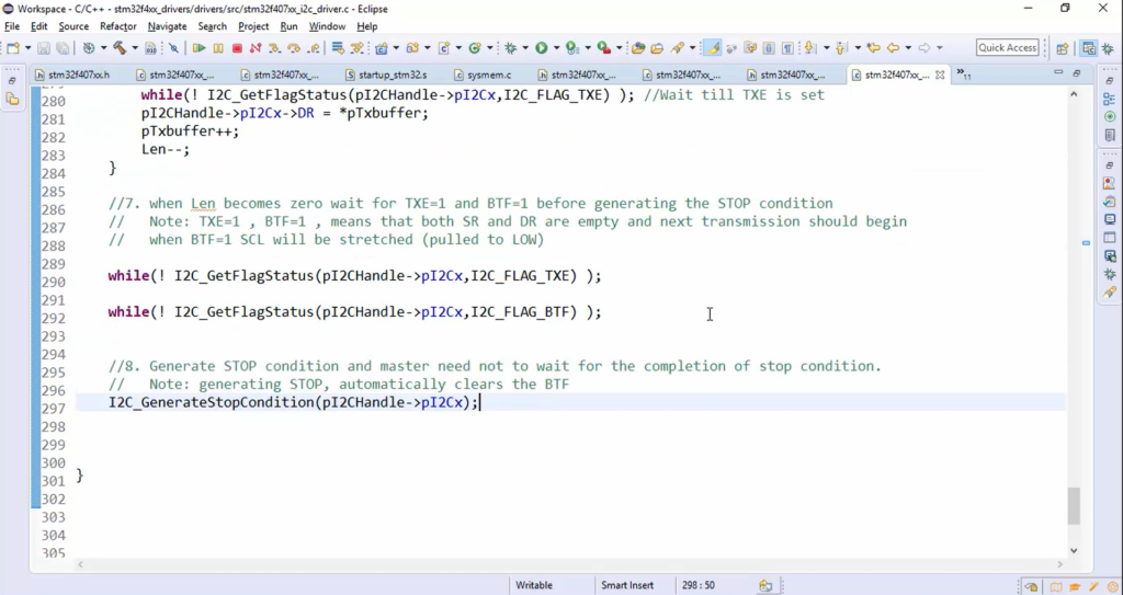 STM32 I2C Lecture 21: Implementation of I2C master sending data API: Part 4