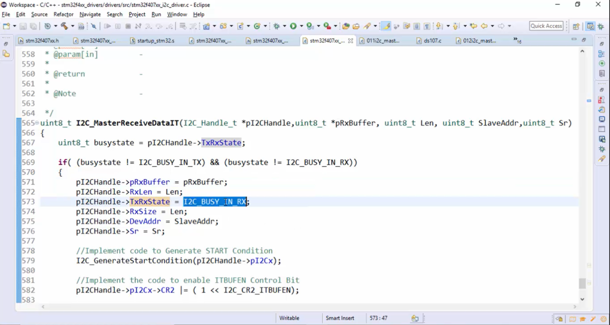 STM32 I2C Lecture 43: Implementation of I2C interrupt-based APIs