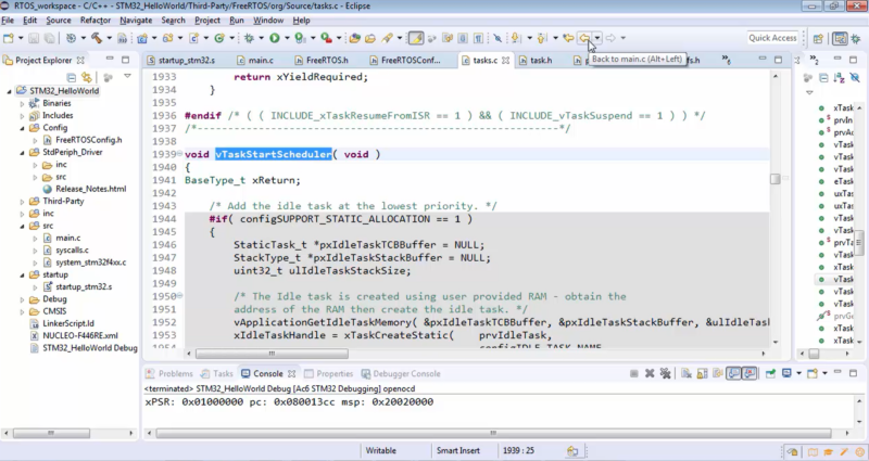 FreeRTOS Schedule Task: Execution and Debugging