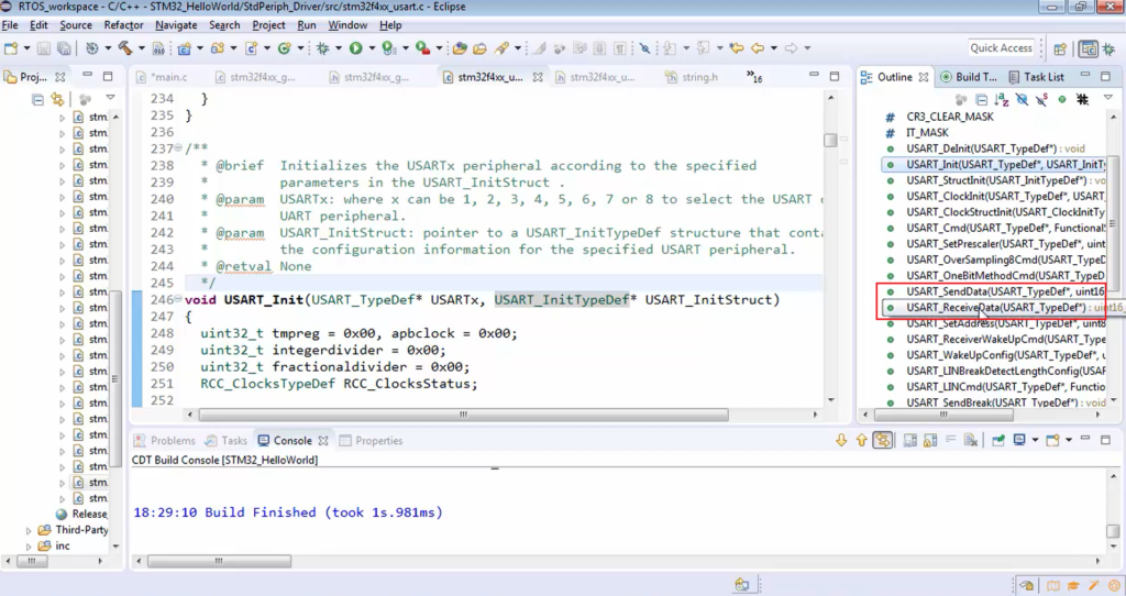 Exercise: UART Printmsg implementation using std periph. library