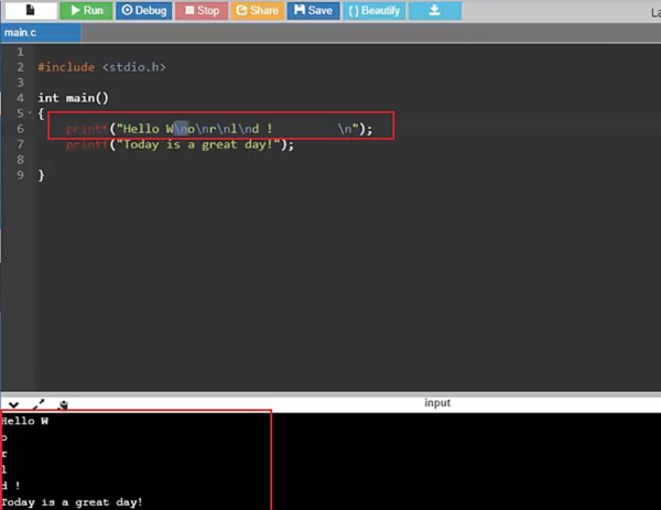 Printf Exercise Solution: Printing Text in New Lines