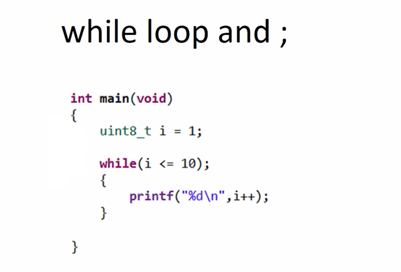 While Loop And Semicolon Microcontroller Embedded C Program