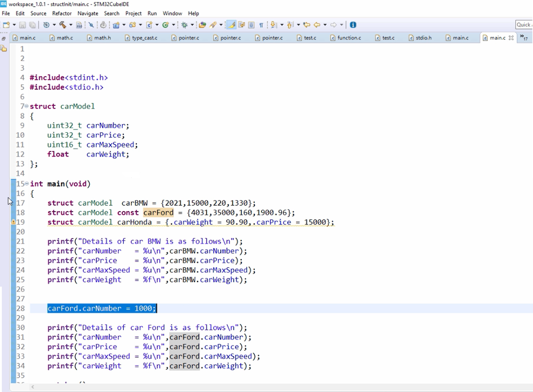 Accessing Structure Member Elements In C Programming