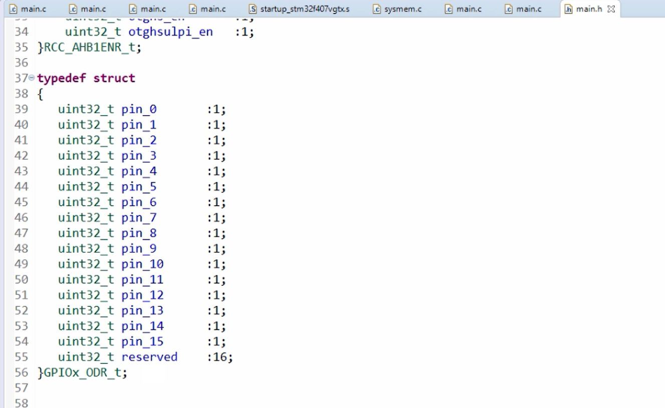 Bit-Field Structure for GPIOx_ODR Register: Control GPIO Output State