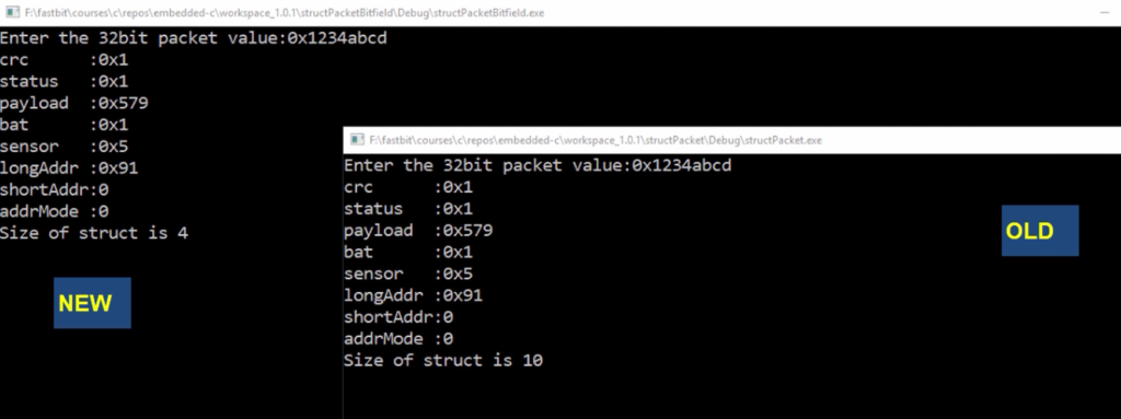 Structure and bit fields in C